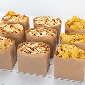 Bag Tek 4.25" x 2.5" x 3.75" Paper Bags For Snacks, 100 Large Paper Bag For Foods - Disposable, Greaseproof, Paper Kraft Snack Bags, For Popcorn, Cookies, Fries, And More, Restaurantware