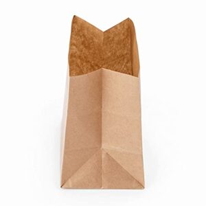 Bag Tek 4.25" x 2.5" x 3.75" Paper Bags For Snacks, 100 Large Paper Bag For Foods - Disposable, Greaseproof, Paper Kraft Snack Bags, For Popcorn, Cookies, Fries, And More, Restaurantware