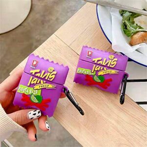 Airpods 2/1 Cute Candy Box, Fashionable Candy Food Series. The Cute 3D Unique Design for Airpods 1/2 is The Best Gift for Boys, Girls, and Men. Airpod case (Takis Purple)