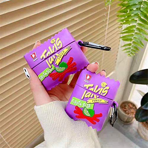 Airpods 2/1 Cute Candy Box, Fashionable Candy Food Series. The Cute 3D Unique Design for Airpods 1/2 is The Best Gift for Boys, Girls, and Men. Airpod case (Takis Purple)