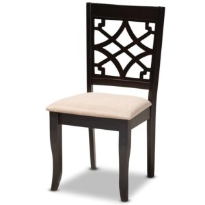 BOWERY HILL 17.9" Modern Oak Wood Dining Chair in Sand/Chocolate (Set of 4)