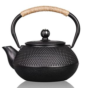 paracity cast iron teapot japanese tetsubin coated with stainless steel infuser, stovetop tea kettle for boiling hot water tea, mothers day gifts from daughter/ son 23.5 oz /700 ml