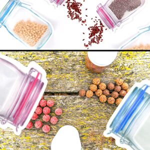 42Pcs Reusable Mason Jar Zipper Bags & Silicone Telescopic Funnel Set Multi-Size Mason Jar Zipper Bags, Food Storage Bags Fresh-Keeping Storage Bags, Leak-Proof Zipper Bags for Kitchen Travel Camping Picnic