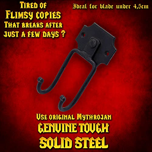 Mythrojan Slender Sword Wall Mount in Forged Black Finish : Universal Sword Holder Wall Display