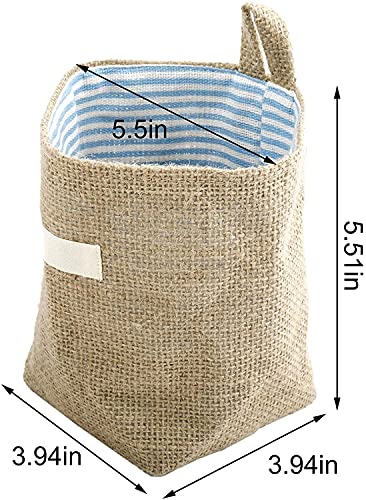 HYDDNice 9PCS Wall Hanging Storage Bags Mini Cotton Linen Storage Basket Foldable Organizer Box Decorative Hanging Bag