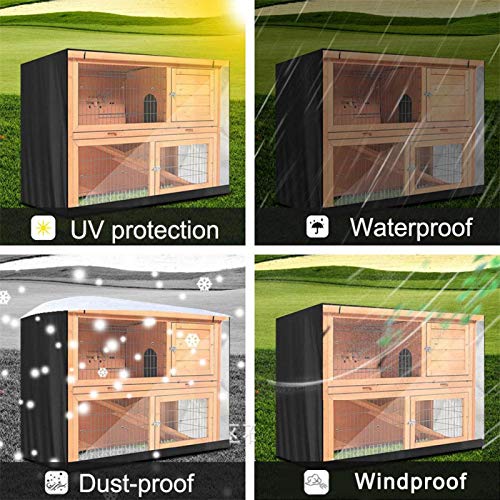 Rabbit Hutch Rabbit Cage Cover - Indoor Outdoor Rabbit Hutch Cover, Dust-Proof Cover Accessory for Poultry Cage(Black)