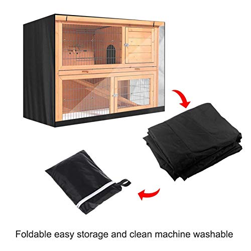 Rabbit Hutch Rabbit Cage Cover - Indoor Outdoor Rabbit Hutch Cover, Dust-Proof Cover Accessory for Poultry Cage(Black)