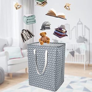 Gwane 96L Collapsible Laundry Basket with 4 Detachable Brackets, Thick Waterproof Lining, Large Square Laundry Hamper for Bathroom, Bedroom, Clothing, Toy Storage(Gray Fishbone)