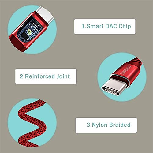 USB C to 3.5mm Headphone Jack Adapter,CUNBANZ Type C to 3.5mm Aux Adapter Converter Nylon DAC Cable Compatible with Samsung Galaxy Note 20 10 S21 S20 S10Pixel 4/3/2 XL Huawei P30 P20 Mate 20 and More