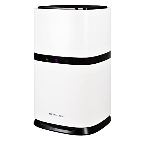 Comfort Zone CZAP102WT H13 Clean Compact HEPA Air Purifier, 12-hour Timer, 150-square feet, Removes Allergens, Dust, and Pollutants, Promotes Healthy Air Quality in your Home or Office