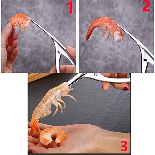 (2 Pack) Stainless Steel Shrimp Line Knife+ Shrimp Peeler, Shrimp line tool Easily Remove Fish Scales shrimp shells Feather for Kitchen Tools (2021 Newest)