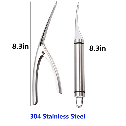 (2 Pack) Stainless Steel Shrimp Line Knife+ Shrimp Peeler, Shrimp line tool Easily Remove Fish Scales shrimp shells Feather for Kitchen Tools (2021 Newest)