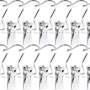 Frezon 15 Pack Boot Hanger for Closet, Laundry Hooks with Clips, Boot Holder, Hanging Clips, Portable Multifunctional Hangers Single Clip Space Saving for Jeans, Hats, Tall Boots, Towels(White)