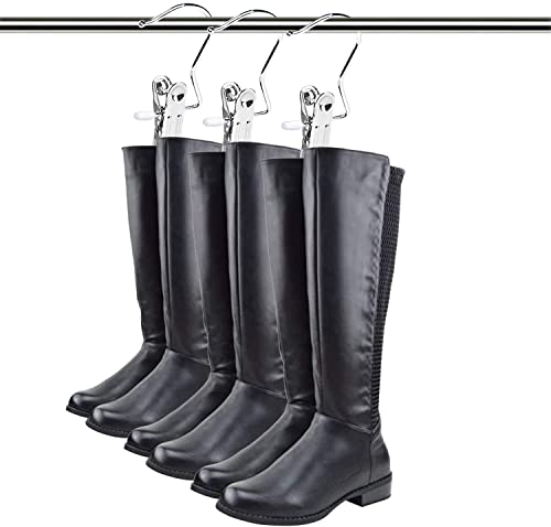 Frezon 15 Pack Boot Hanger for Closet, Laundry Hooks with Clips, Boot Holder, Hanging Clips, Portable Multifunctional Hangers Single Clip Space Saving for Jeans, Hats, Tall Boots, Towels(White)