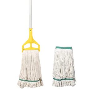 ofo loop-end string mop, heavy duty commercial industrial mop with extra mop head replacement, 59 inch aluminium alloy pole