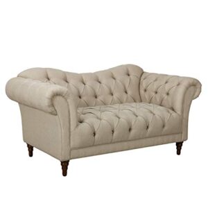 lexicon waverly textured fabric tufted love seat, 69.5" w, brown