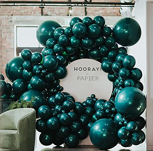 Boognt Double Stuffed Forest Green and Emerald Balloon Garland Arch Kit for Elegant Ladies Birthday Wild One Jungle Baby Shower Bridal Shower Rustic Dinner Party Backdrop Decoration