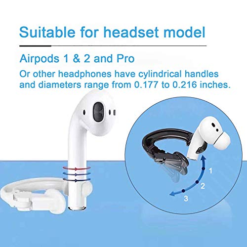 SUOFEIK 4 Pairs Ear Hooks Compatible with Apple AirPods 3, 1, 2 and Pro, Anti-Slip Anti-Drop Ear Covers AirPods Accessories for Running, Cycling and Other Activities (2White+2Transparent)