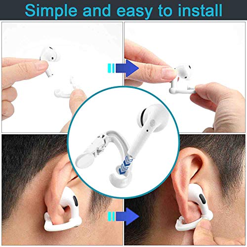 SUOFEIK 4 Pairs Ear Hooks Compatible with Apple AirPods 3, 1, 2 and Pro, Anti-Slip Anti-Drop Ear Covers AirPods Accessories for Running, Cycling and Other Activities (2White+2Transparent)