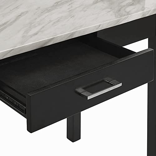 New Classic Furniture Celeste Faux Marble Writing Table Desk for Home Office, White/Gray with Black Base