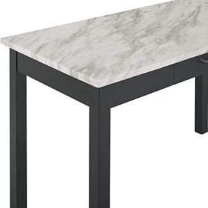 New Classic Furniture Celeste Faux Marble Writing Table Desk for Home Office, White/Gray with Black Base