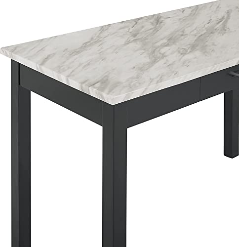 New Classic Furniture Celeste Faux Marble Writing Table Desk for Home Office, White/Gray with Black Base