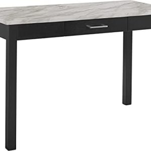 New Classic Furniture Celeste Faux Marble Writing Table Desk for Home Office, White/Gray with Black Base