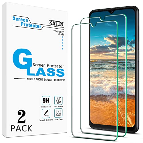 KATIN [2-Pack] Tempered Glass For Samsung Galaxy A12 Screen Protector Anti Scratch, Bubble Free, 9H Hardness, Easy to Install, Case Friendly