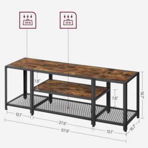 VASAGLE Modern TV Stand for TVs up to 65 Inches, 3-Tier Entertainment Center, Industrial TV Console Table with Open Storage Shelves, for Living Room, Bedroom, Rustic Brown and Black ULTV097B01