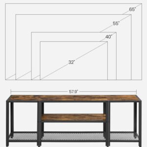 VASAGLE Modern TV Stand for TVs up to 65 Inches, 3-Tier Entertainment Center, Industrial TV Console Table with Open Storage Shelves, for Living Room, Bedroom, Rustic Brown and Black ULTV097B01