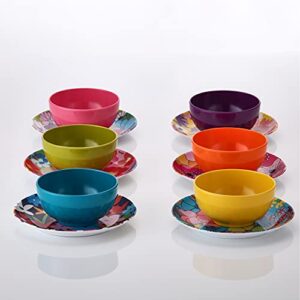 French Bull Assorted Plates-6 Piece Set-Melamine Dinnerware, Serving, Party, Platter, Dish, 6" - Garden Floral Assorted