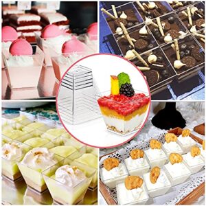 Jnnzzggu 50Pcs Square Mini Plastic Dessert Cups,3.5Oz Clear Plastic Parfait Appetizer Cup for Desserts,Appetizers,Ice Cream