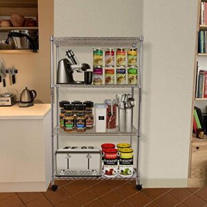 YSSOA 4-Tier Heavy Duty Storage Shelving Unit,Chrome,35L x 18W x 61H inch