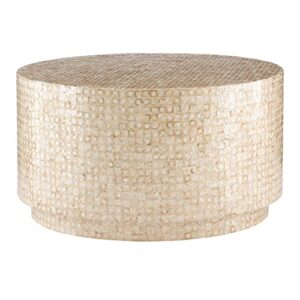 linon gold capiz mosaic kiro coffee table, 30 in x 30 in x 17 in