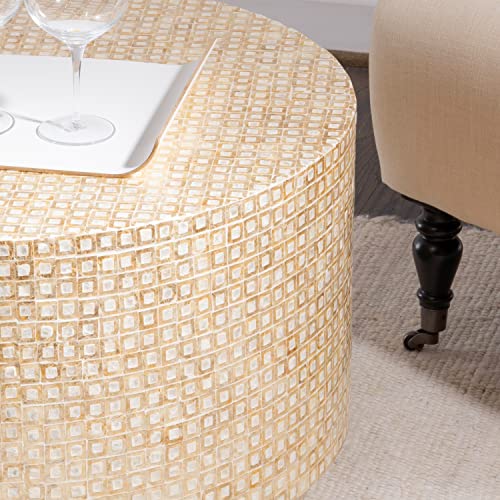 Linon Gold Capiz Mosaic Kiro Coffee Table, 30 in x 30 in x 17 in