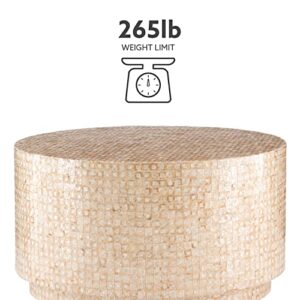 Linon Gold Capiz Mosaic Kiro Coffee Table, 30 in x 30 in x 17 in