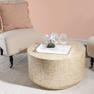 Linon Gold Capiz Mosaic Kiro Coffee Table, 30 in x 30 in x 17 in