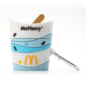 airpod case, 3d cute funny cool kawaii fashion food and drink airpod case design , kawaii fun cool keychain for airpod 1/2 (mcflurry)