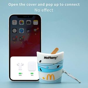 Airpod Case, 3D Cute Funny Cool Kawaii Fashion Food and Drink Airpod Case Design , Kawaii Fun Cool Keychain for Airpod 1/2 (McFlurry)