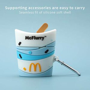 Airpod Case, 3D Cute Funny Cool Kawaii Fashion Food and Drink Airpod Case Design , Kawaii Fun Cool Keychain for Airpod 1/2 (McFlurry)