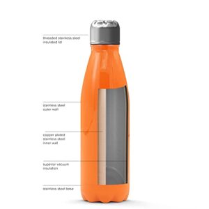 Personalized Kids Bottle Custom Children Name on Bright Orange 17 oz Cola Style Double Wall Vacuum Insulated Stainless Steel Sports Bottle