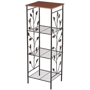 Collections Etc Climbing Leaf Design 4-Tier Metal Accent Shelf