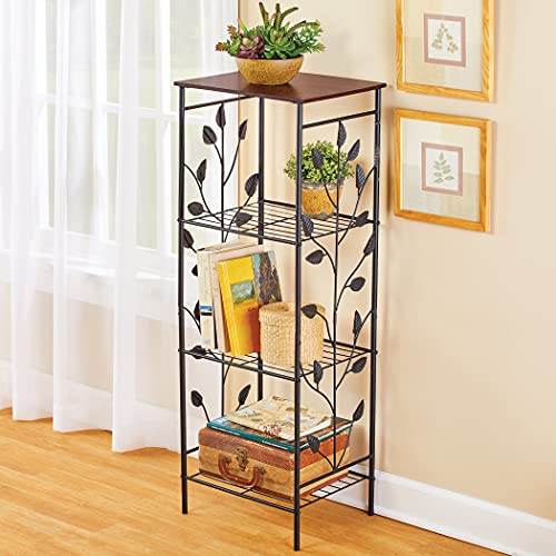 Collections Etc Climbing Leaf Design 4-Tier Metal Accent Shelf