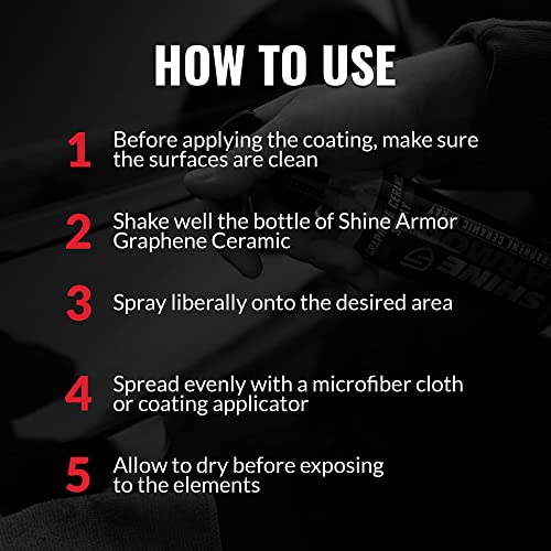 SHINE ARMOR Graphene Ceramic Coating for Cars | Highly Concentrated for Vehicle Paint Protection and Shine with Hydrophobic Top Coat SiO2 Technology Premium Gloss 8 Fl Oz