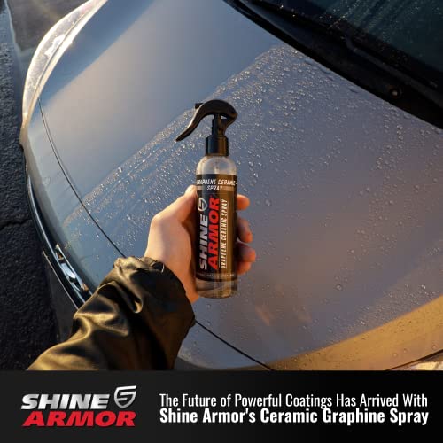 SHINE ARMOR Graphene Ceramic Coating for Cars | Highly Concentrated for Vehicle Paint Protection and Shine with Hydrophobic Top Coat SiO2 Technology Premium Gloss 8 Fl Oz