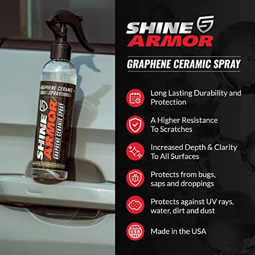 SHINE ARMOR Graphene Ceramic Coating for Cars | Highly Concentrated for Vehicle Paint Protection and Shine with Hydrophobic Top Coat SiO2 Technology Premium Gloss 8 Fl Oz