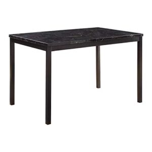 lexicon malaya metal dining table with faux marble top, 48" x 30", black