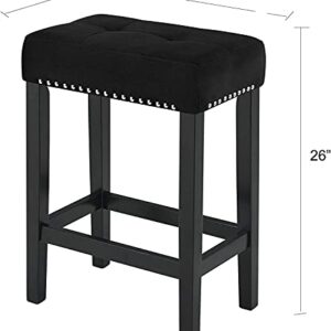 New Classic Furniture Celeste Faux Marble Theater Bar Table with 3 Bar Stool Set, Black Velvet with Black Base