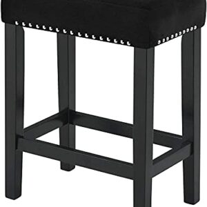 New Classic Furniture Celeste Faux Marble Theater Bar Table with 3 Bar Stool Set, Black Velvet with Black Base