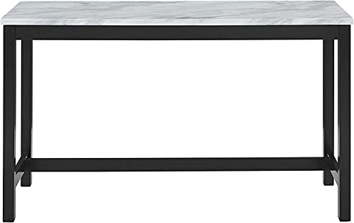 New Classic Furniture Celeste Faux Marble Theater Bar Table with 3 Bar Stool Set, Black Velvet with Black Base